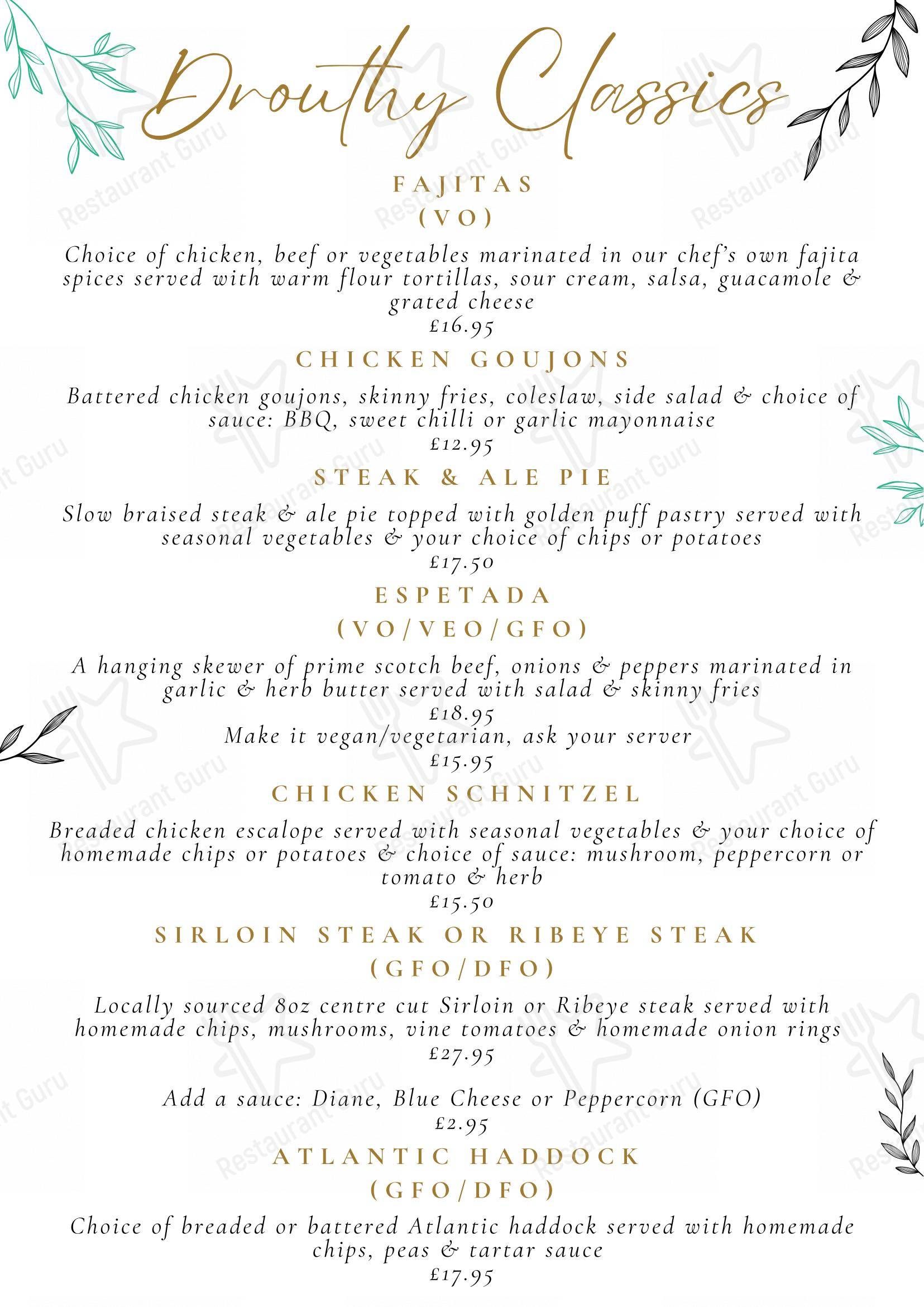 Menu at The Drouthy Laird pub & bar, Inverurie