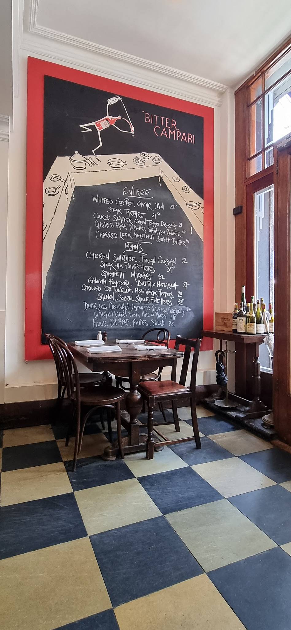 Menu at The European restaurant, Melbourne