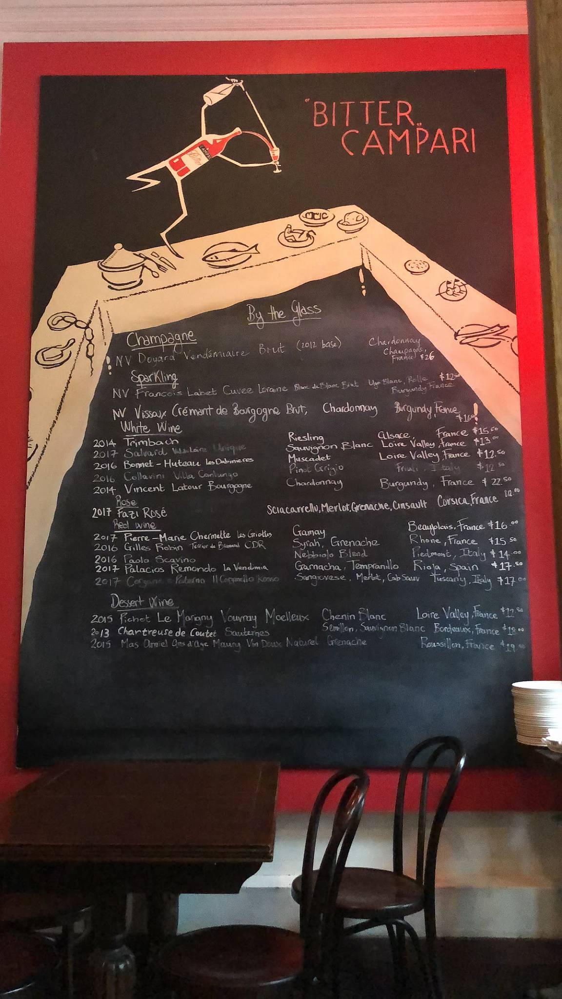 Menu at The European restaurant, Melbourne