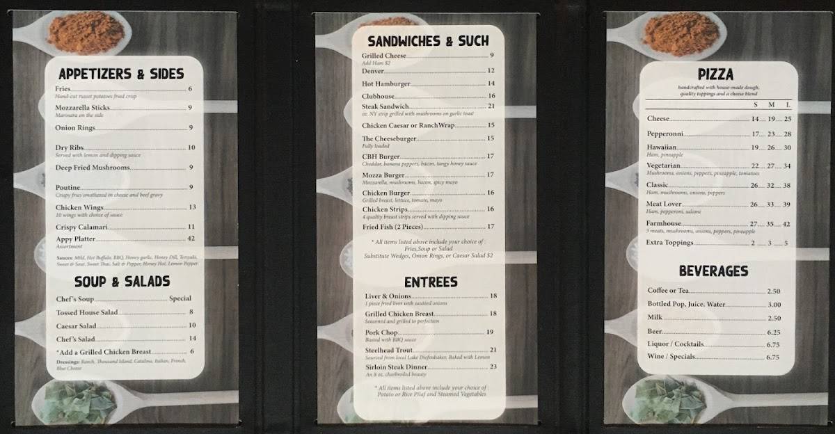 Menu at The Farmhouse Kitchen restaurant, Central Butte