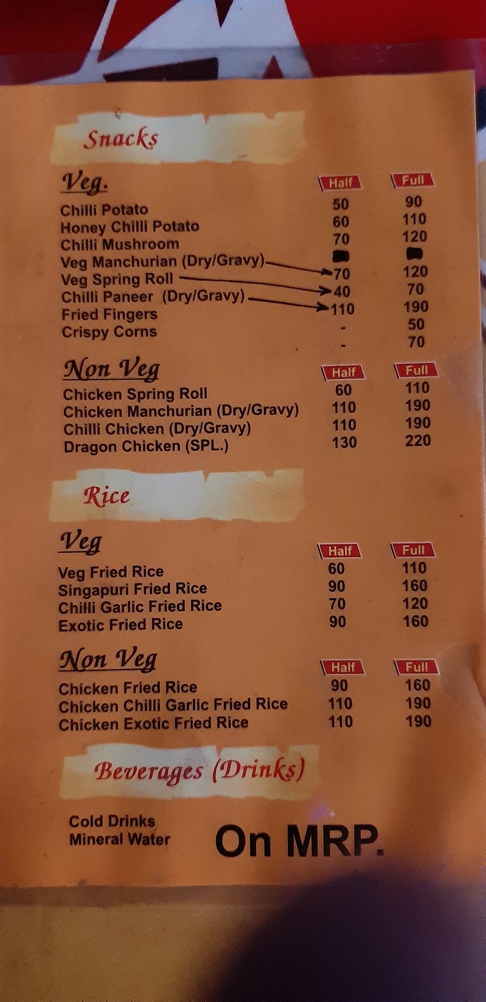 Menu at The Fat Panda, New Delhi