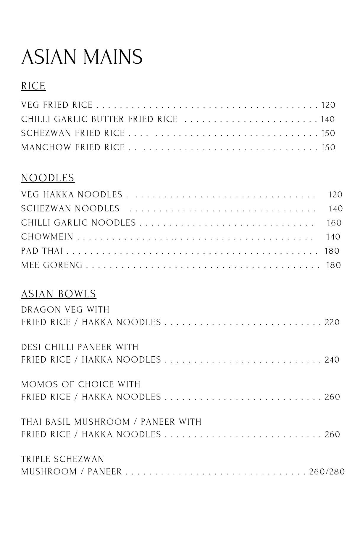 Menu at The Firangi Sutra ( vegetarian asian & continental ), Mysuru
