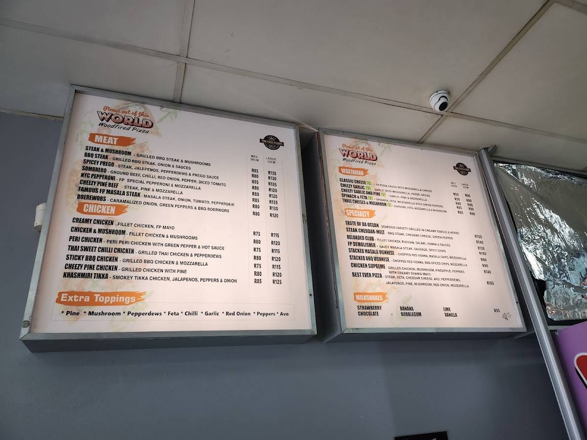 Menu at The Food Planet restaurant, Cape Town, 1 De Kock St