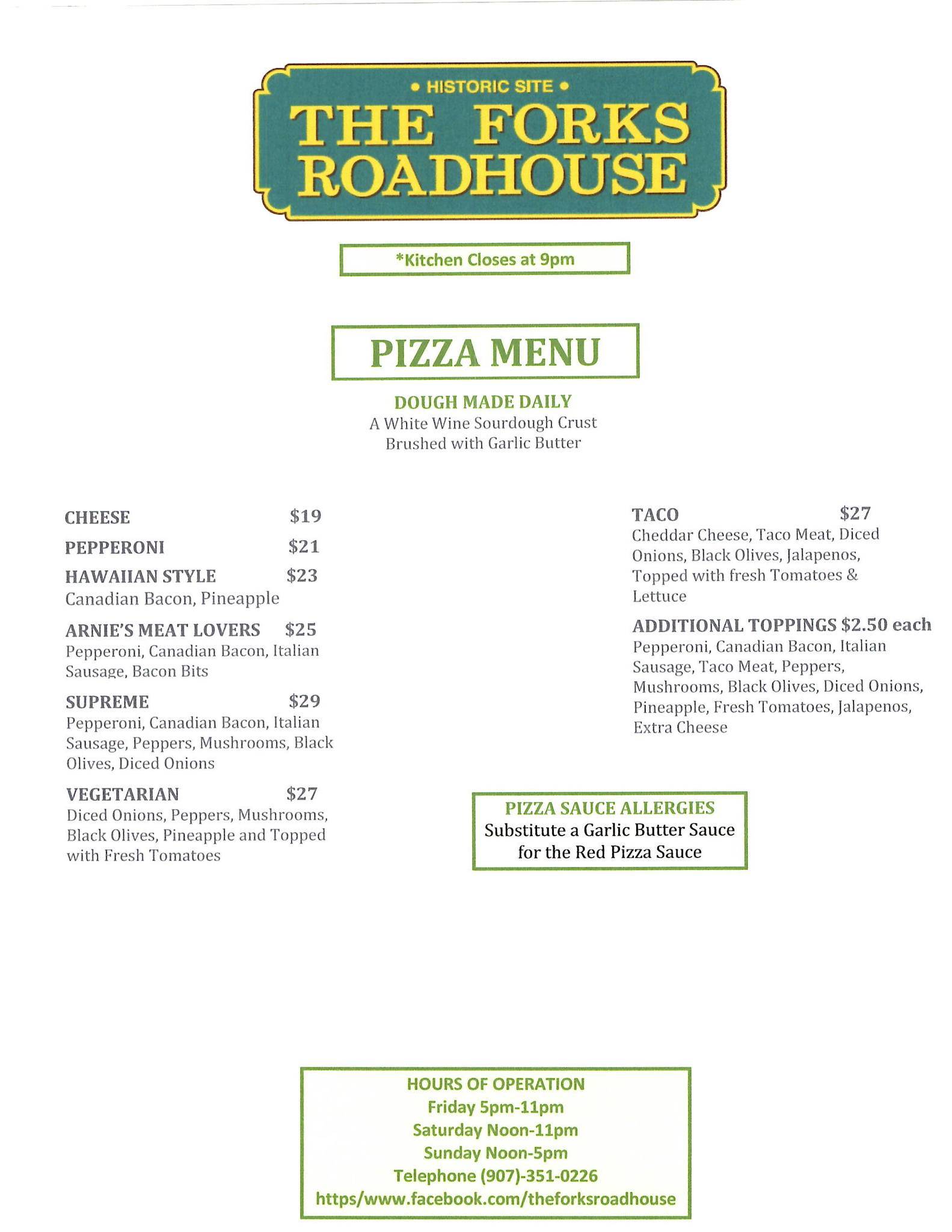Menu at The Forks Roadhouse - Petersville, Alaska Petersville AK ...