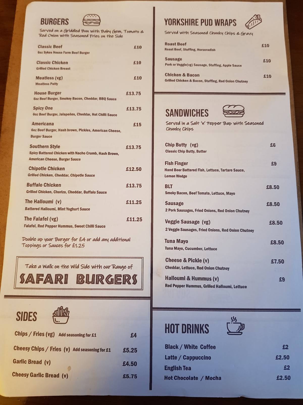 Menu at The Fox and Newt Pub, Leeds