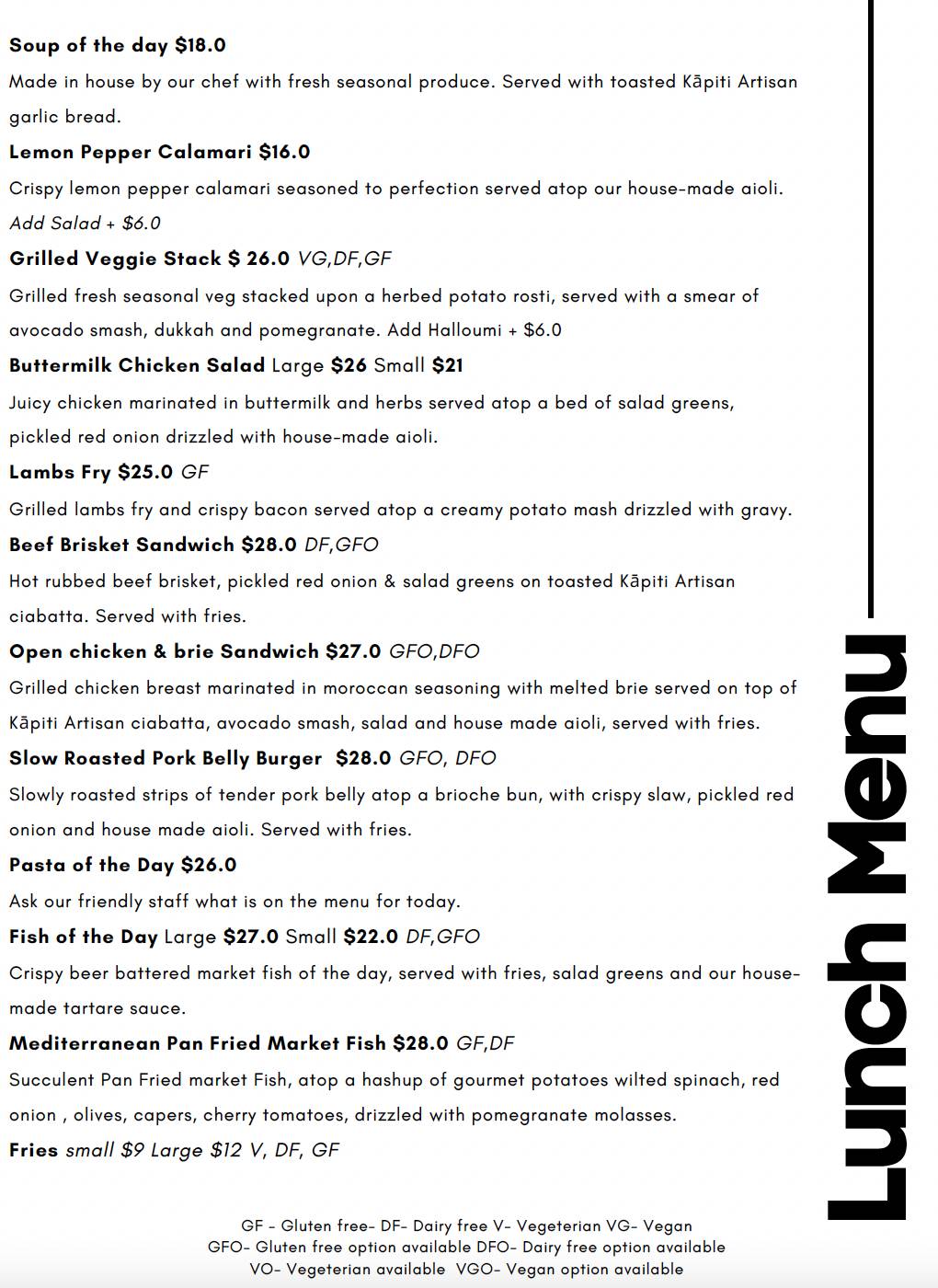 Menu at The George Cafe, Levin, Speldhurst Country Estate 100 ...