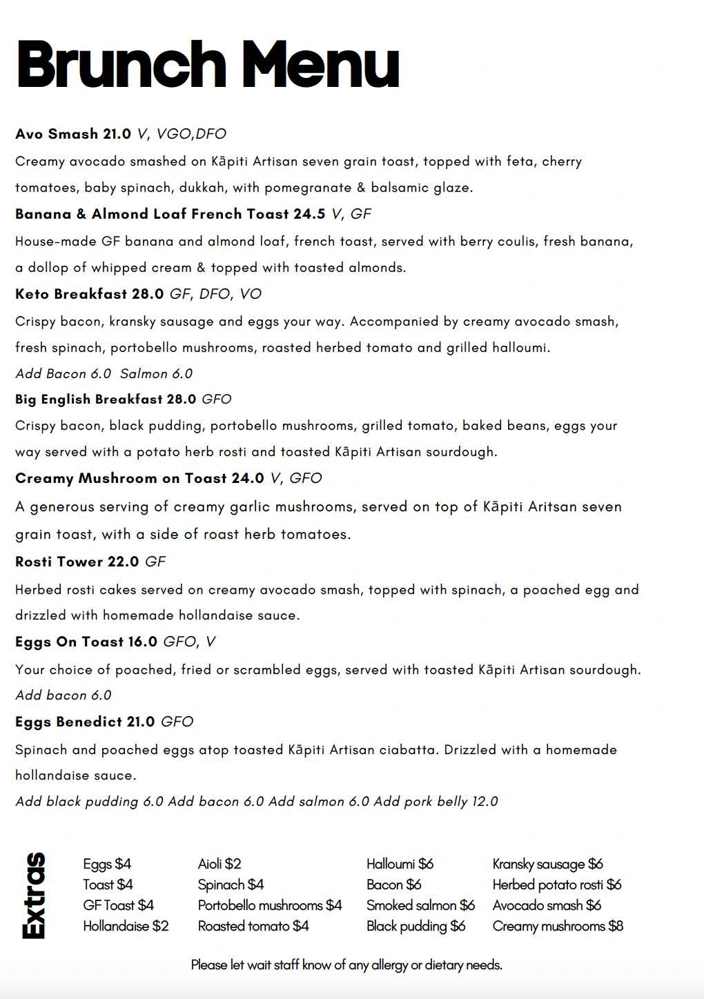 Menu at The George Cafe, Levin, Speldhurst Country Estate 100 ...
