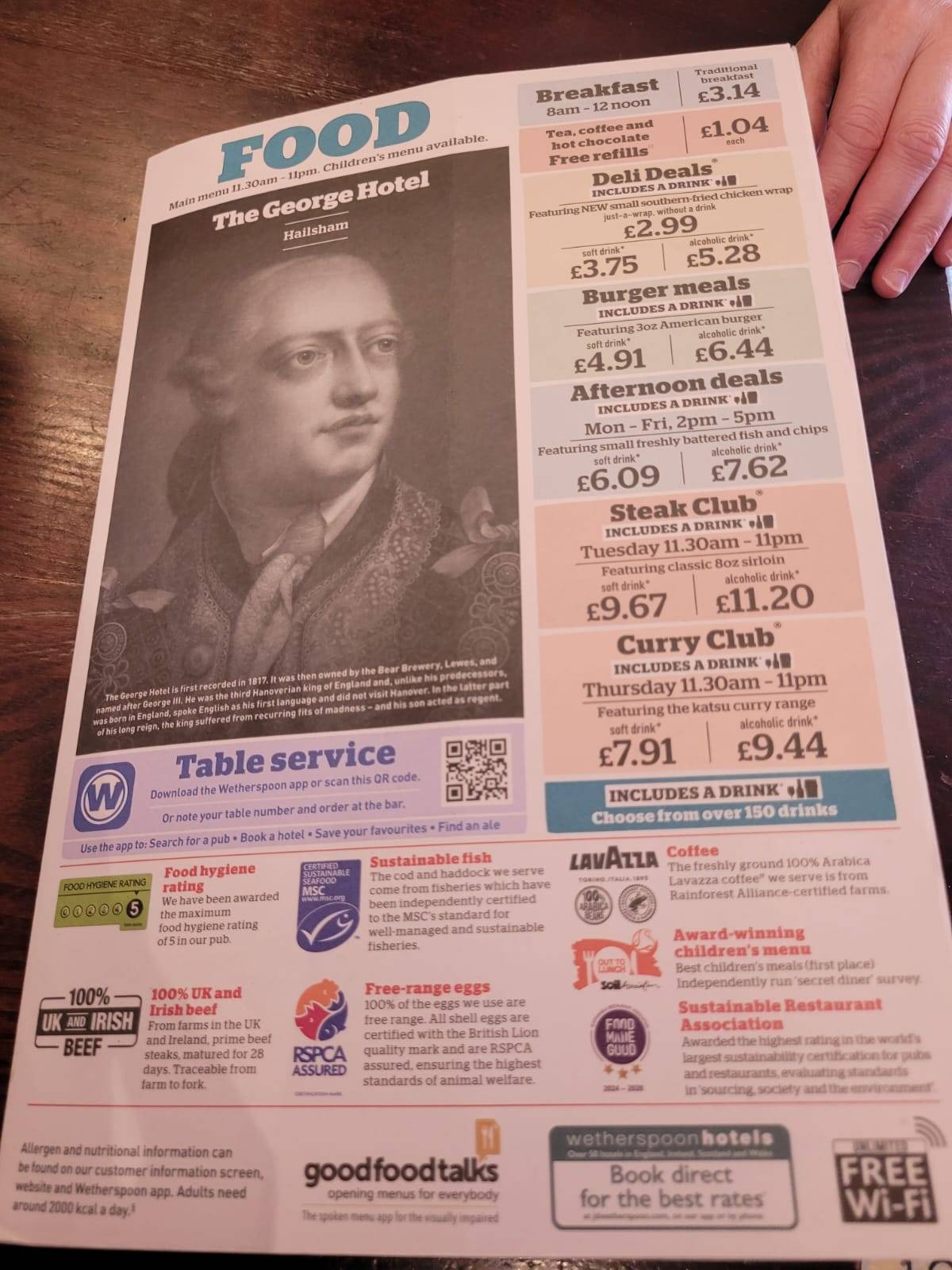 Menu at The George Hotel - JD Wetherspoon pub & bar, Hailsham