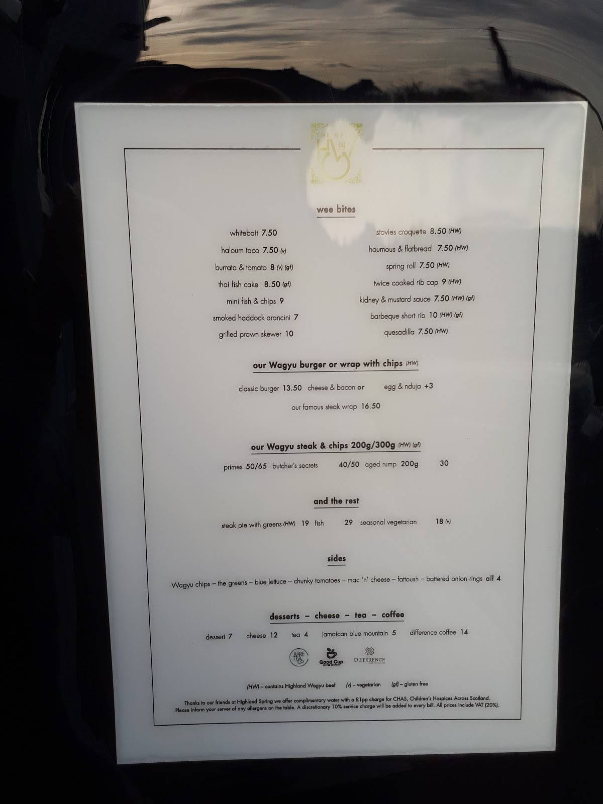 Menu at The Grill By HW restaurant, Bridge of Allan