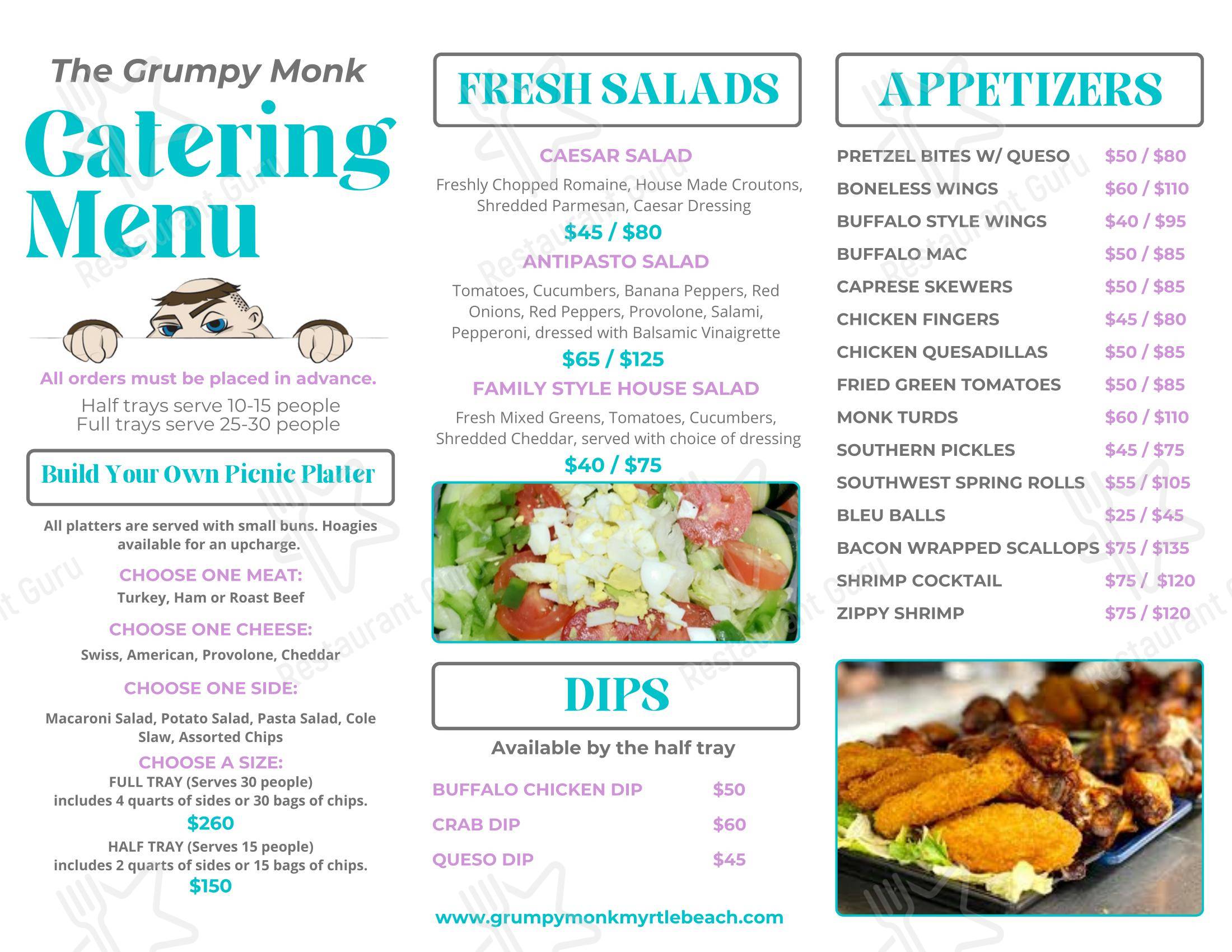 Menu at The Grumpy Monk Carolina Forest restaurant, Myrtle Beach