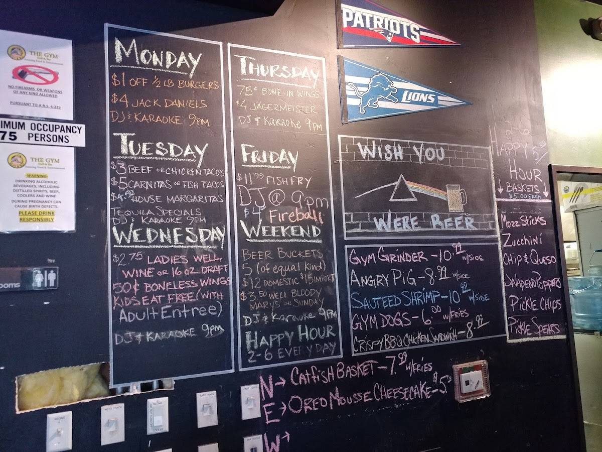 Menu at The Gym Grill and Bar, Queen Creek