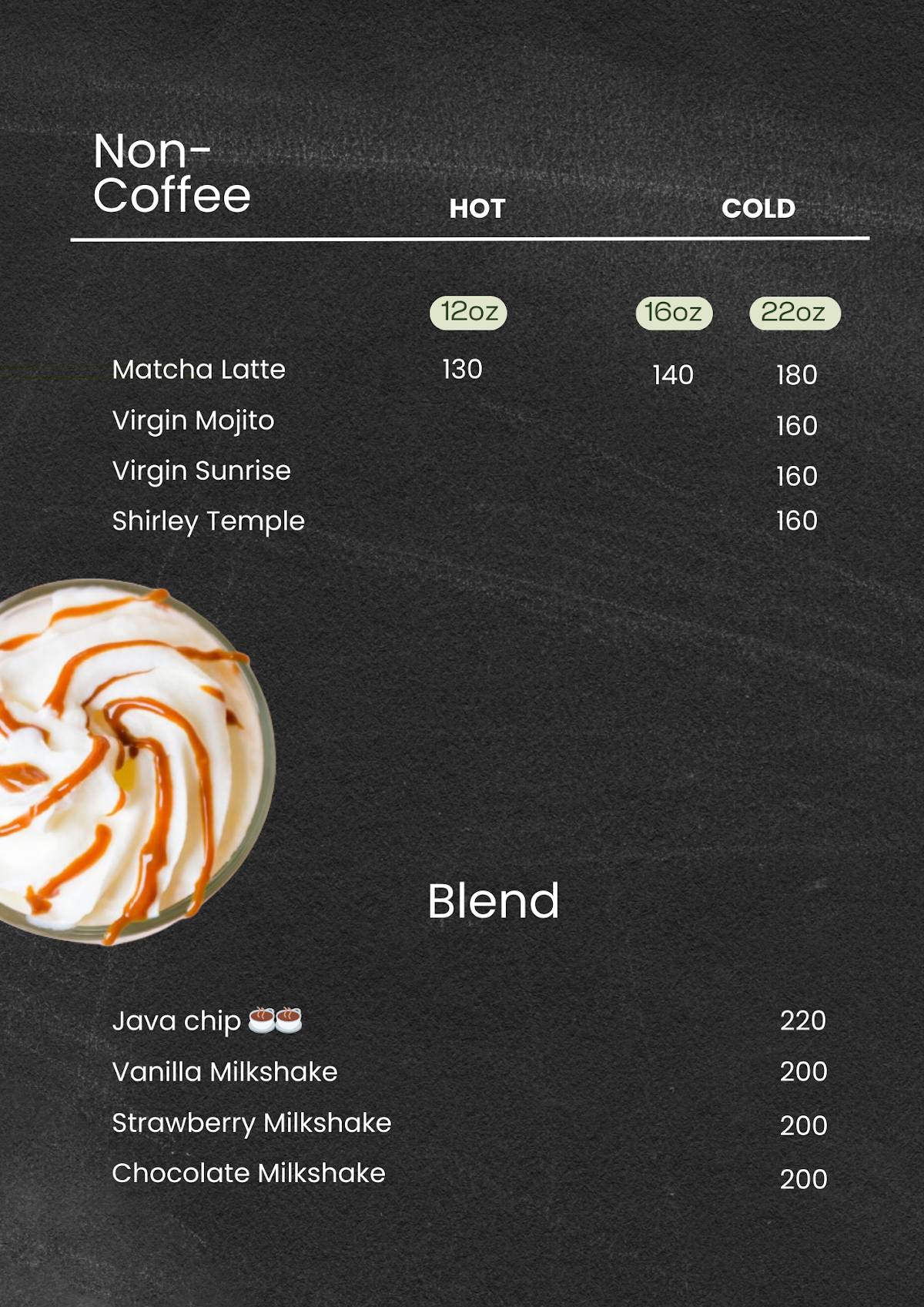 Menu at The HQ cafe, Cebu City