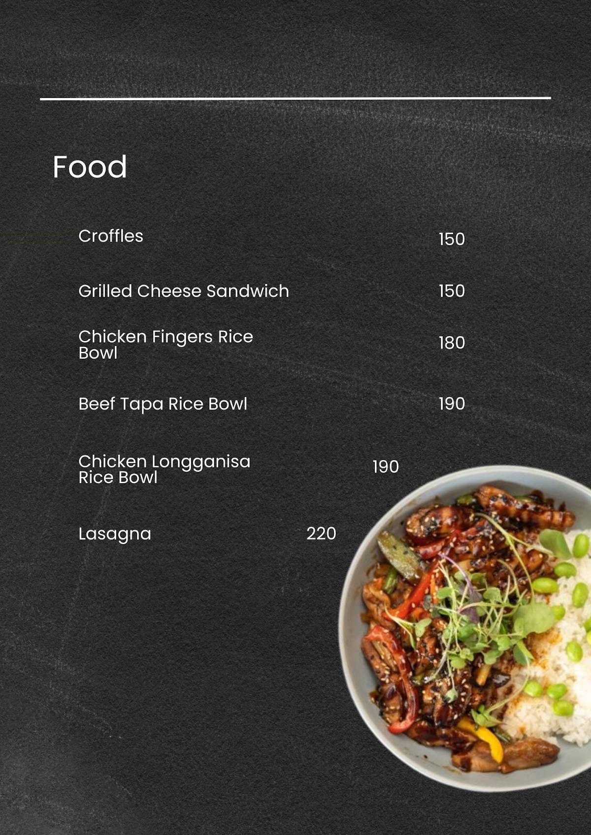 Menu at The HQ cafe, Cebu City