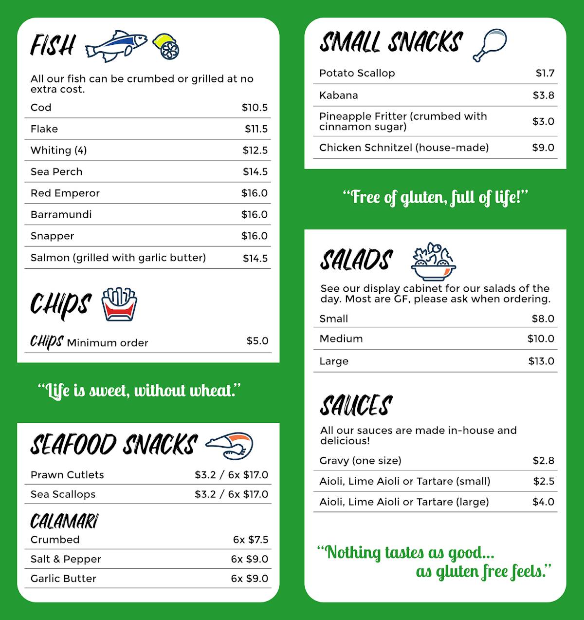 Menu at The Happy Fryer restaurant, Daisy Hill