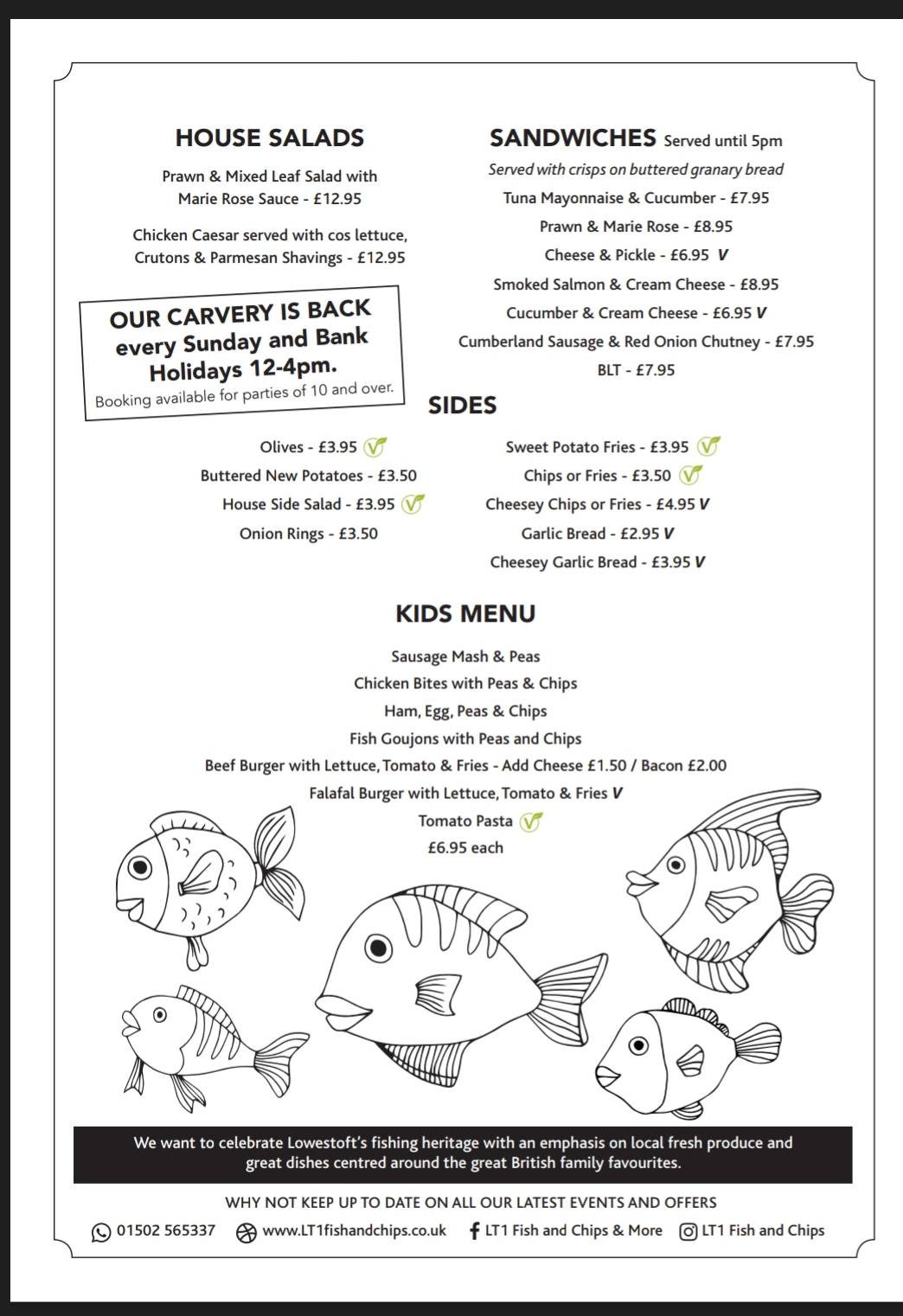 Menu at The Hatfield Hotel restaurant, Lowestoft