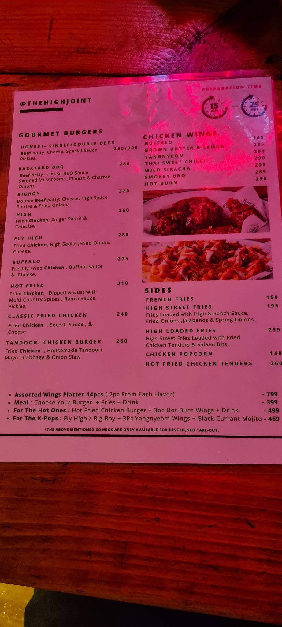 Menu at The High Joint Anna Nagar, Chennai