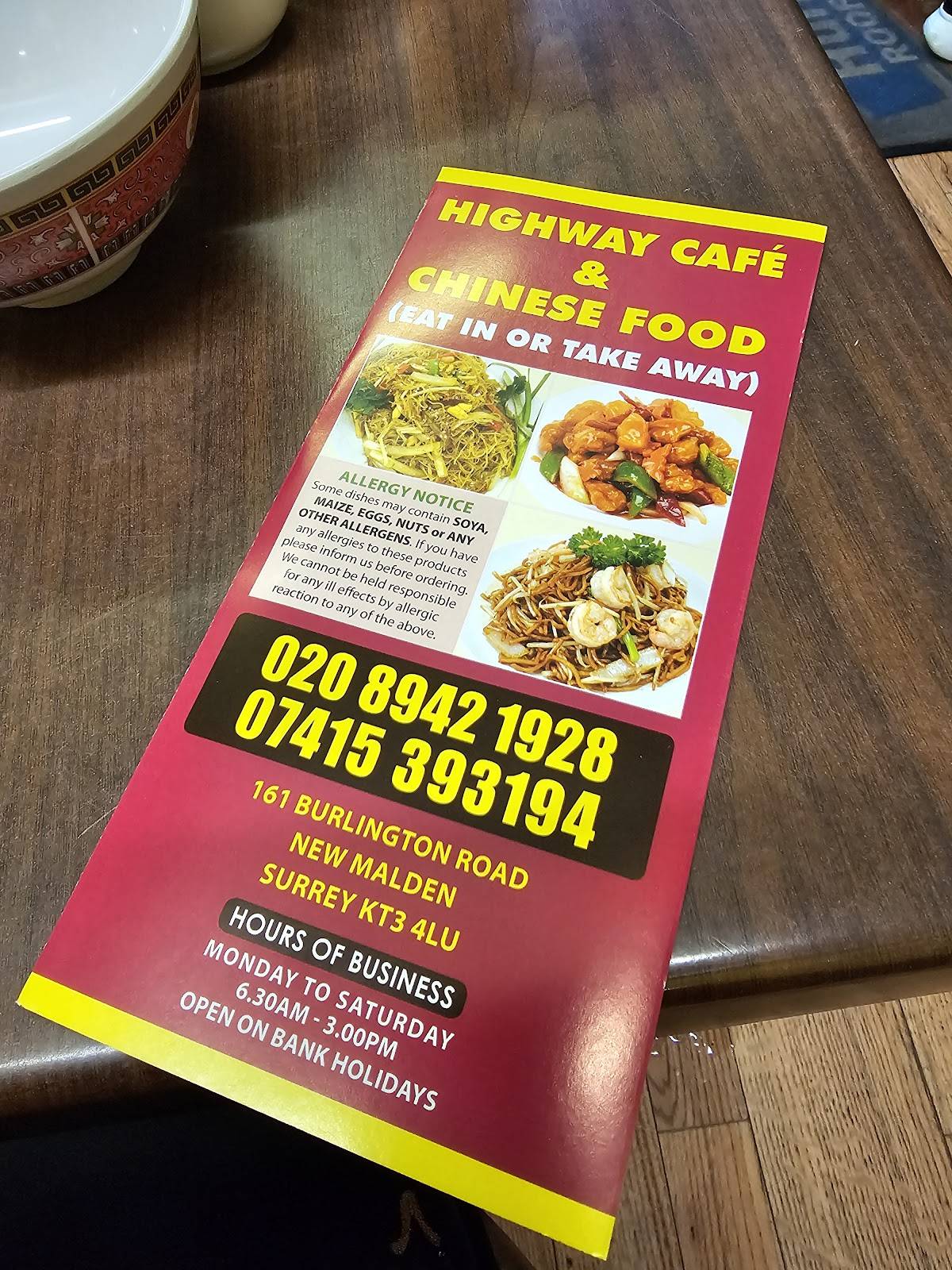 Menu at The Highway Cafe, New Malden, 161 Burlington Rd