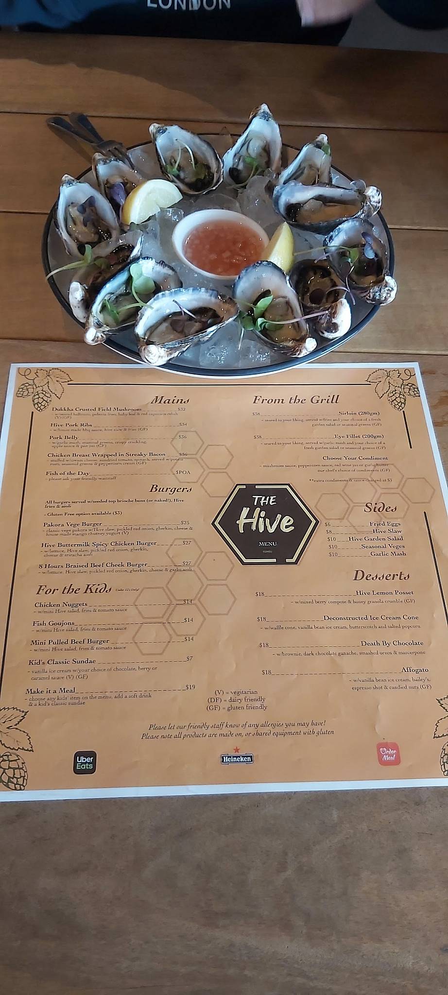 Menu at The Hive Bar & Restaurant, Kumeu
