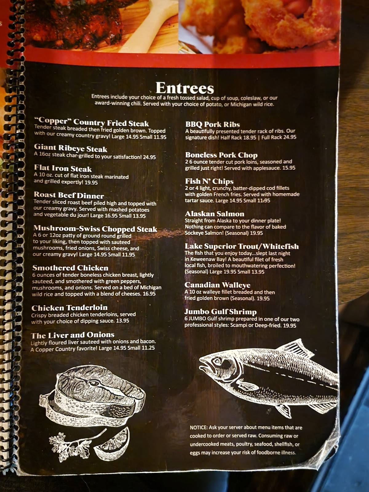 Menu at The Hut Restaurant, Calumet Township, Wolverine St #41