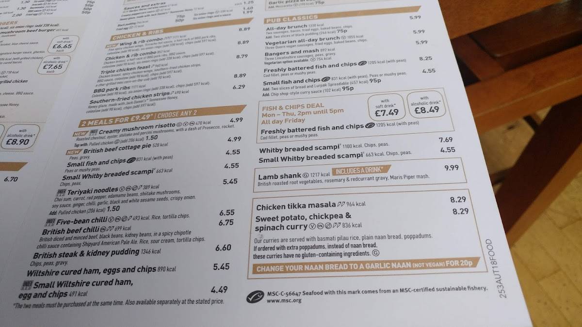 Menu at The Imperial - JD Wetherspoon pub & bar, Exeter