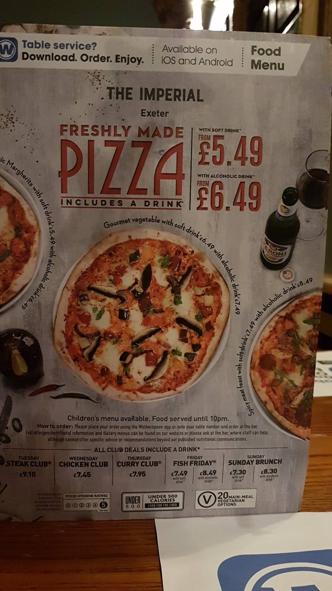 Menu at The Imperial - JD Wetherspoon pub & bar, Exeter