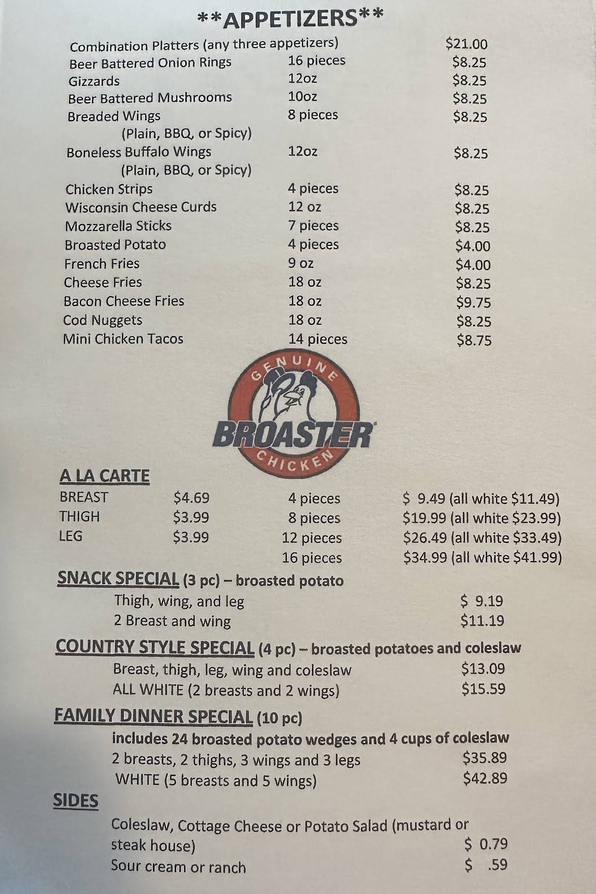 Menu at The Inn Restaurant and Bar, Cedar Rapids