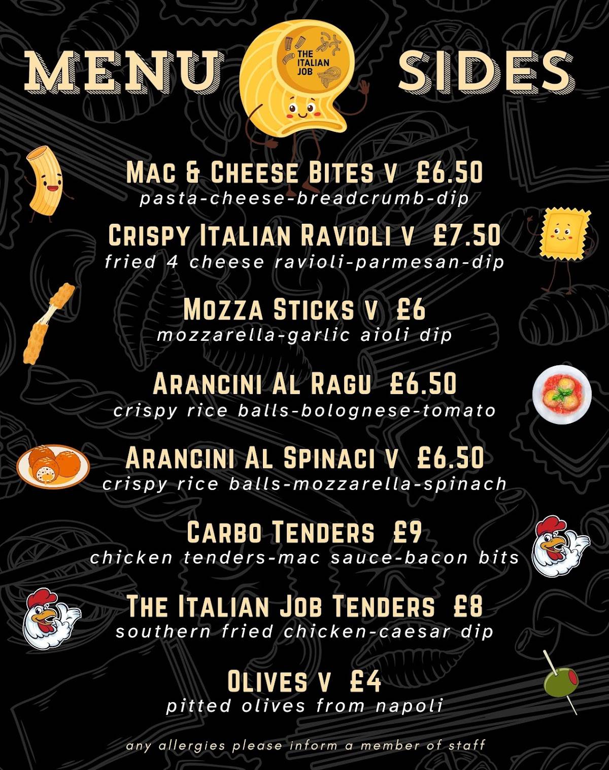 Menu at The Italian Job restaurant, Newport