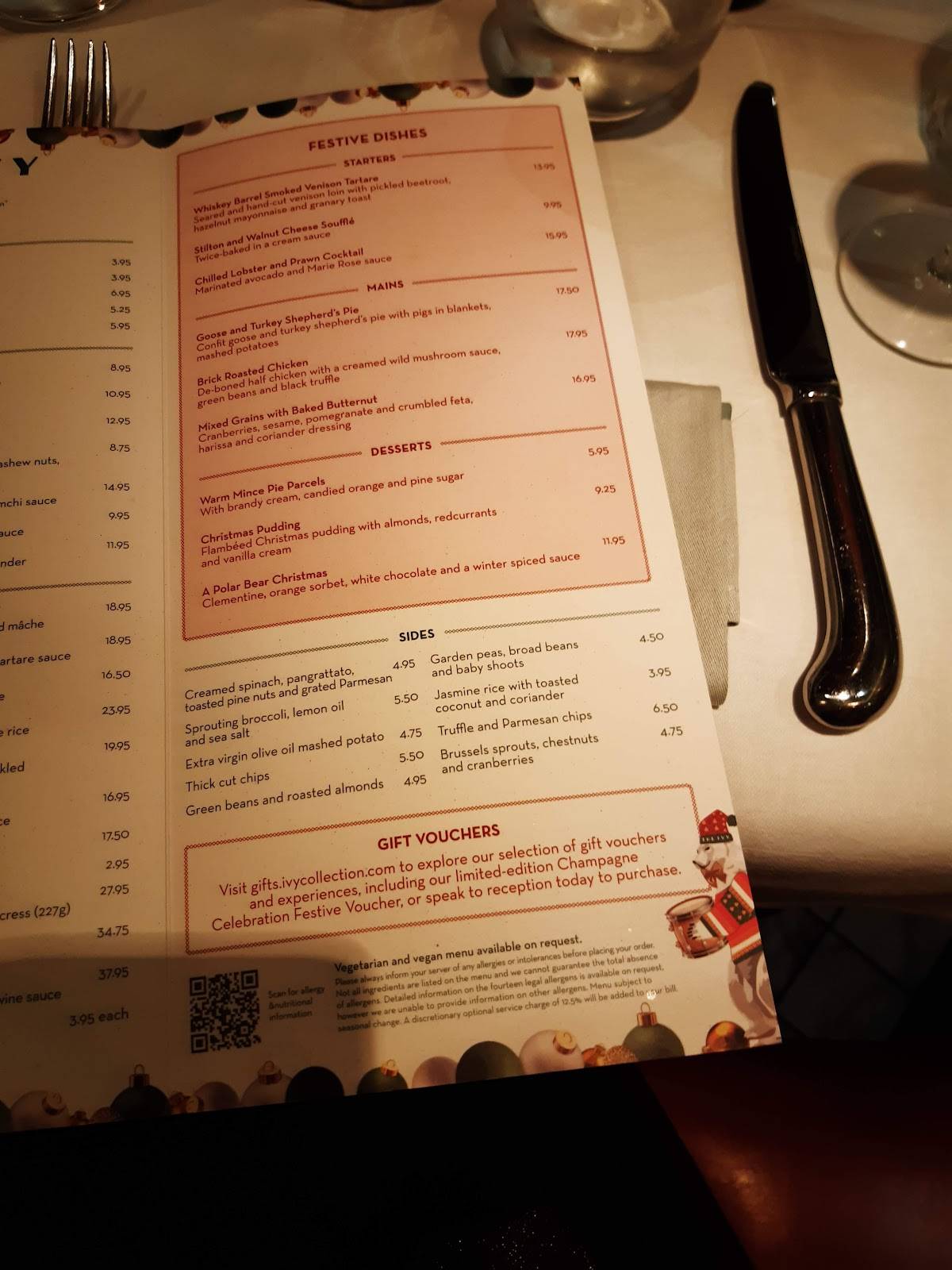 Menu at The Ivy Cardiff restaurant, Cardiff