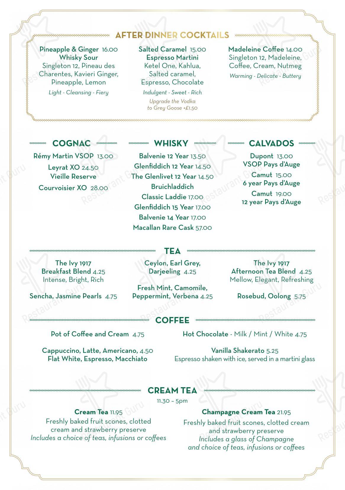 Menu at The Ivy Montpellier Brasserie Cheltenham restaurant, Cheltenham