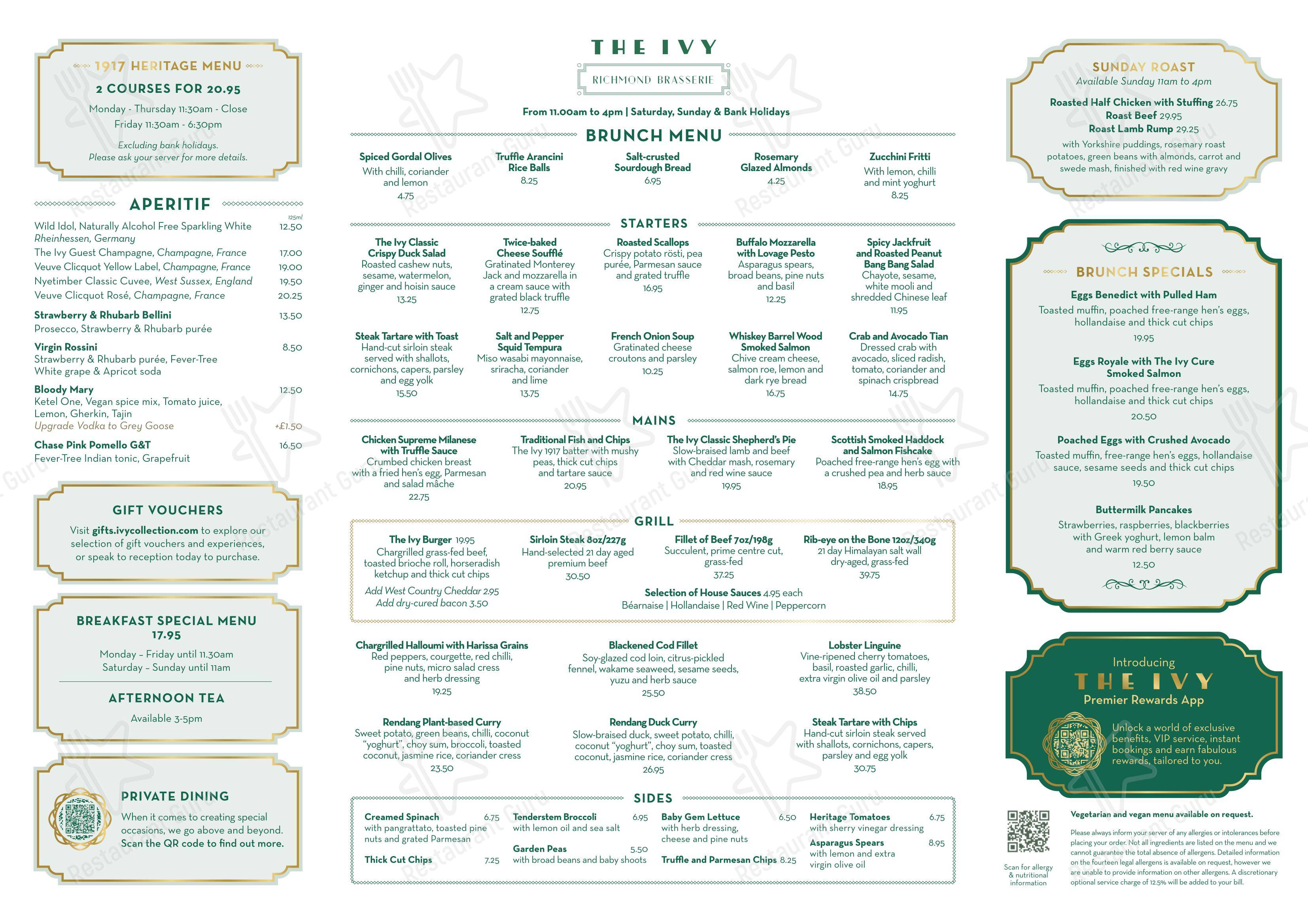 Menu at The Ivy Montpellier Brasserie Cheltenham restaurant, Cheltenham
