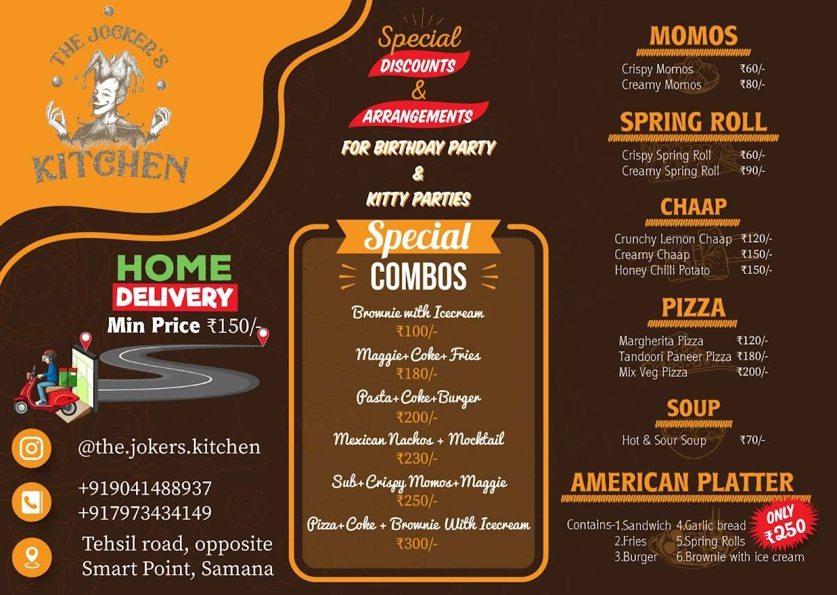 Menu at The Joker's Kitchen, Samana