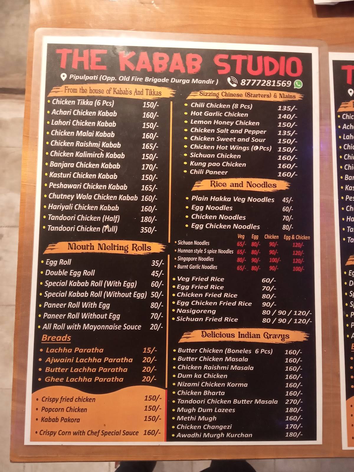 Menu at The Kabab Studio, Kolkata, 42