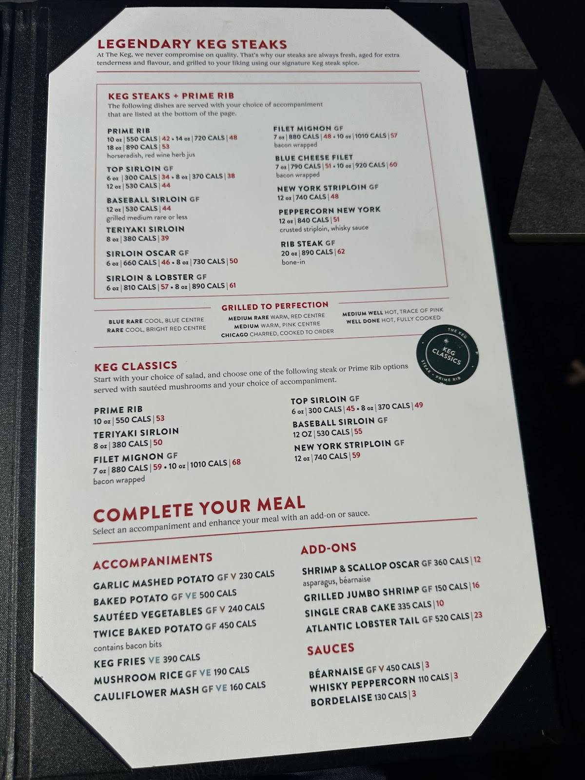 Menu at The Keg Steakhouse + Bar (Peterborough), Peterborough, 820 High ...