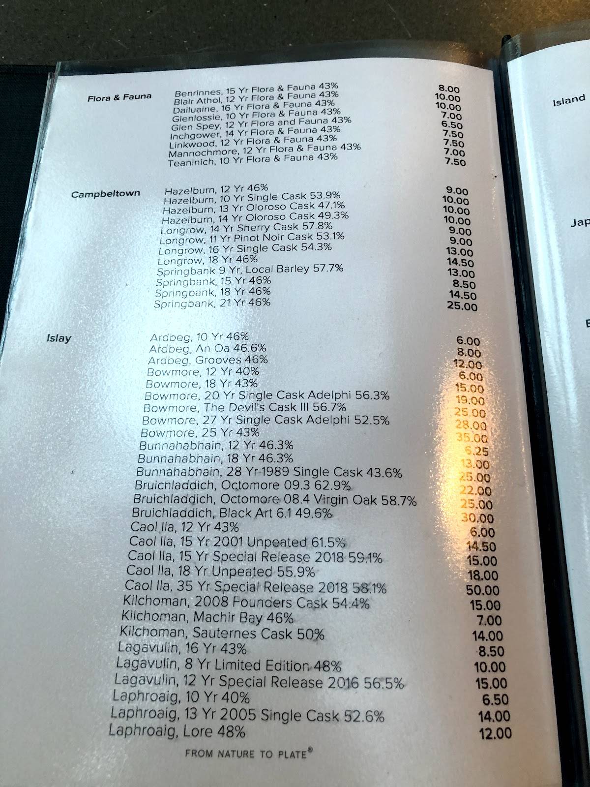 Menu at The Kitchin restaurant, Edinburgh
