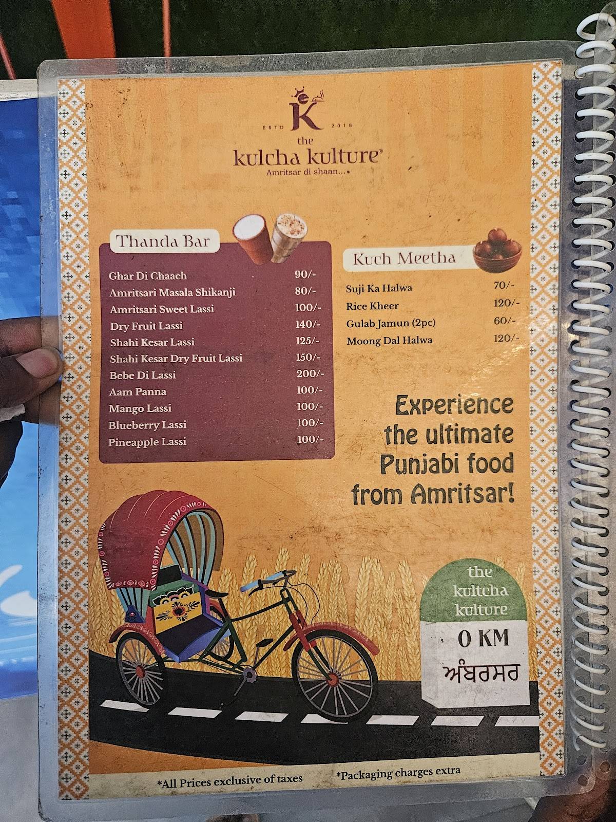 Menu at The Kulcha Kulture, Hyderabad, besides Fresh living apartment