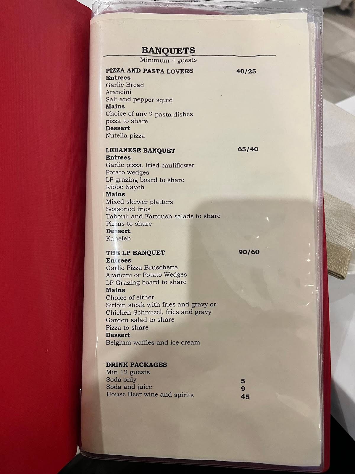 Menu at The Lamp Post Restaurant, Shanes Park, 26 Stony Creek Rd