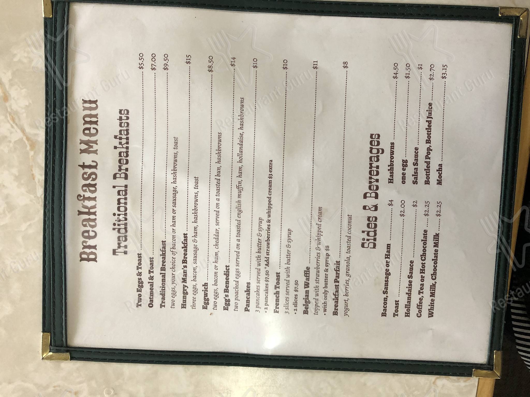 Menu at The Lark Restaurant, Shell Lake