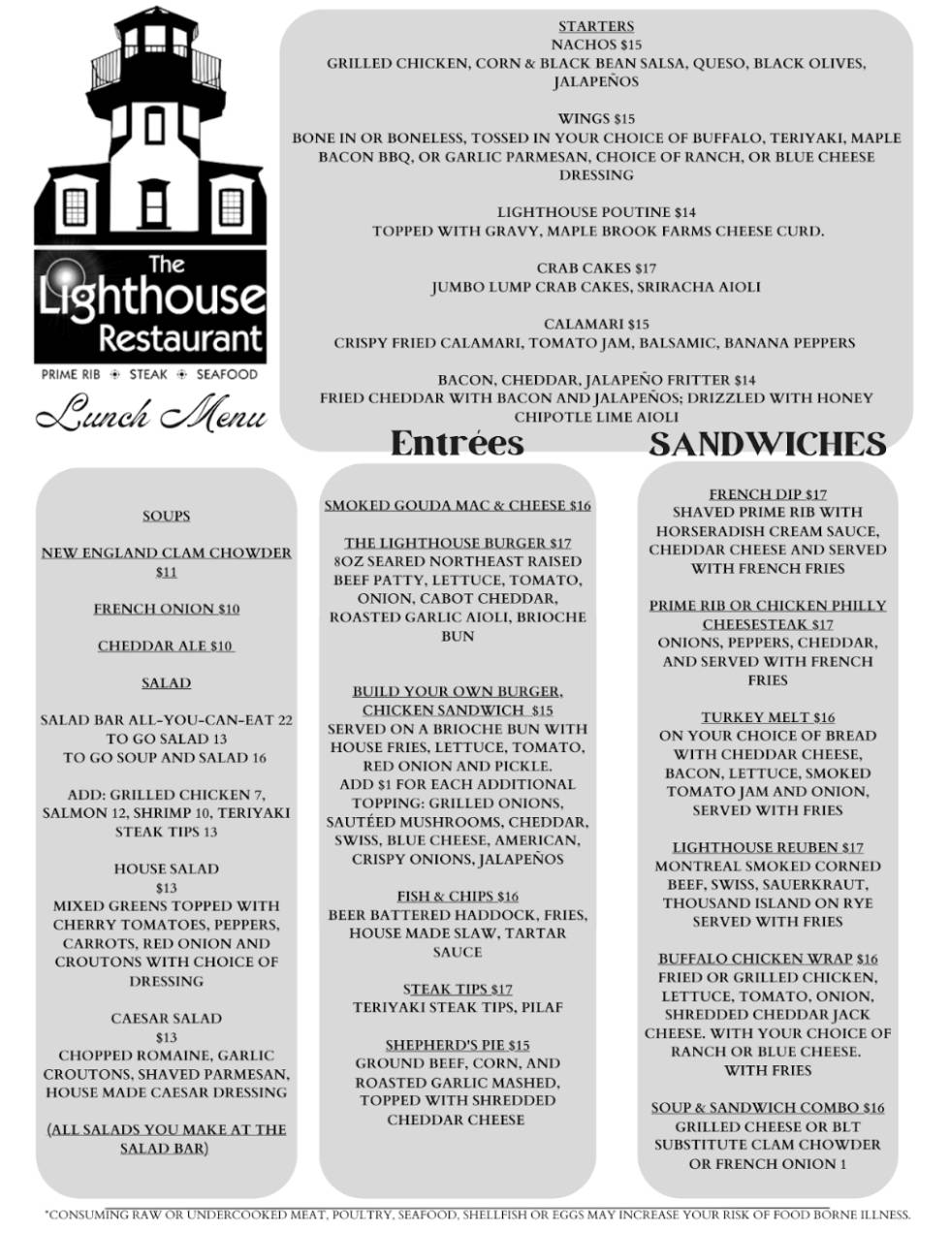 Menu at The Lighthouse Restaurant and Lounge, Colchester