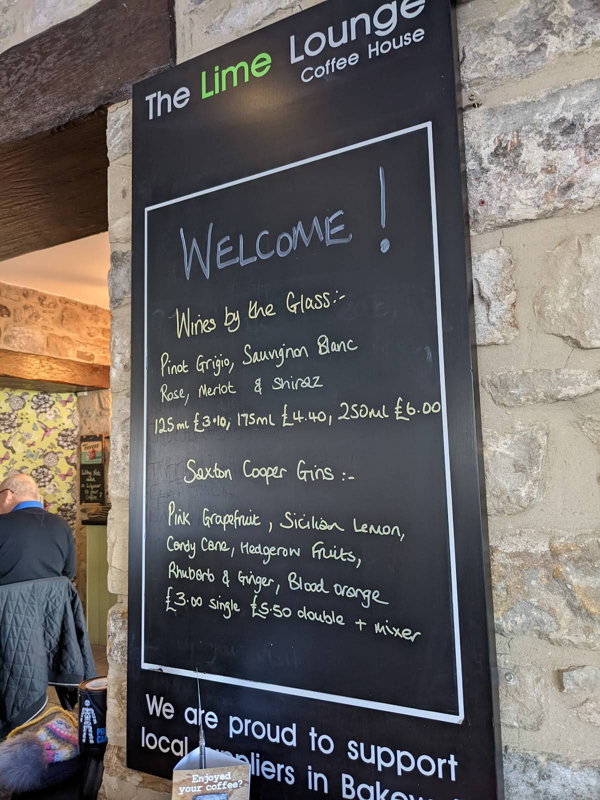 Menu at The Lime Lounge Coffee House, Bakewell