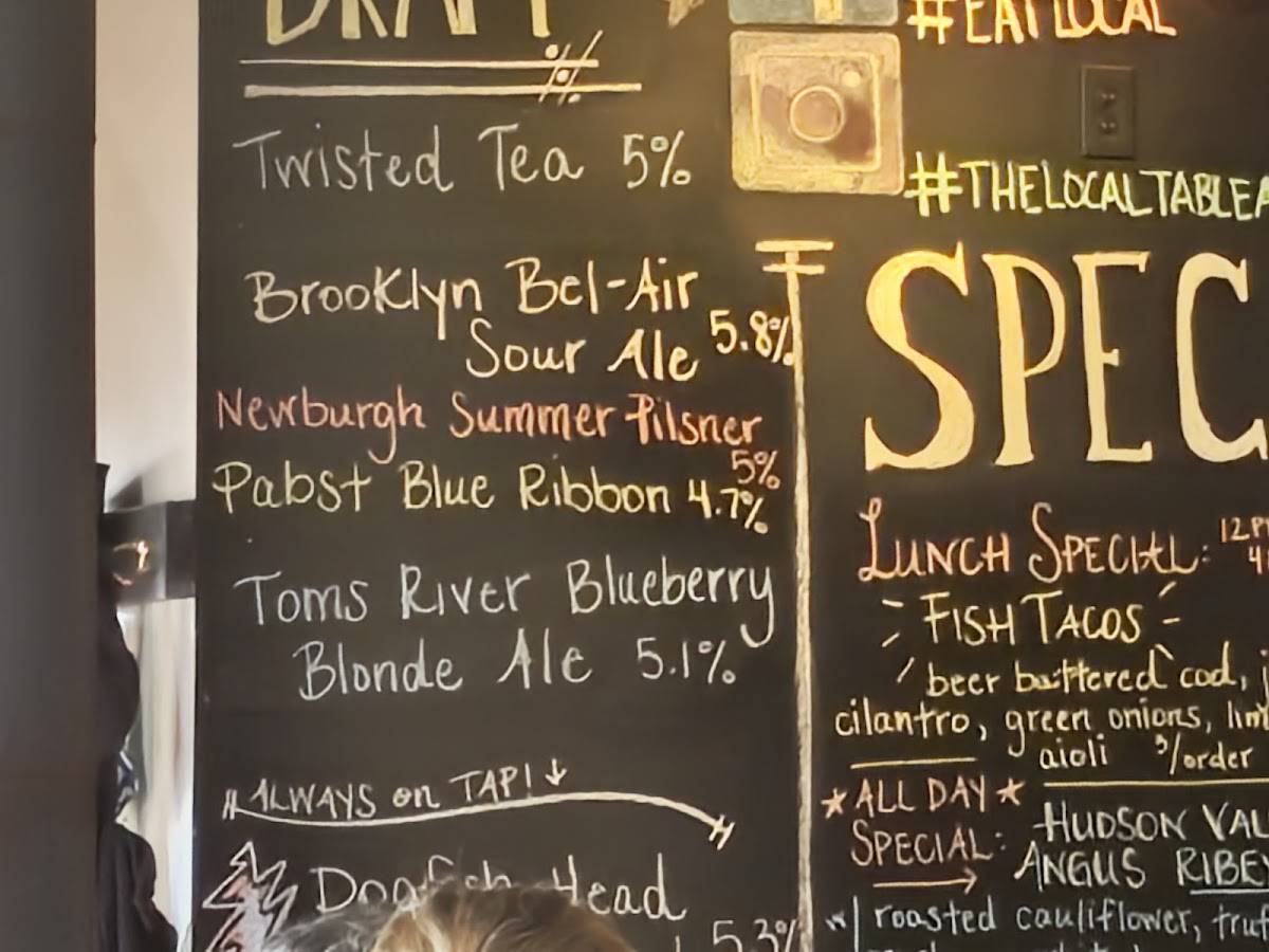 Menu at The Local Table & Tap restaurant, Kauneonga Lake