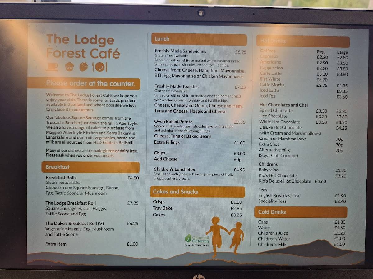 Menu at The Lodge Cafe, Aberfoyle