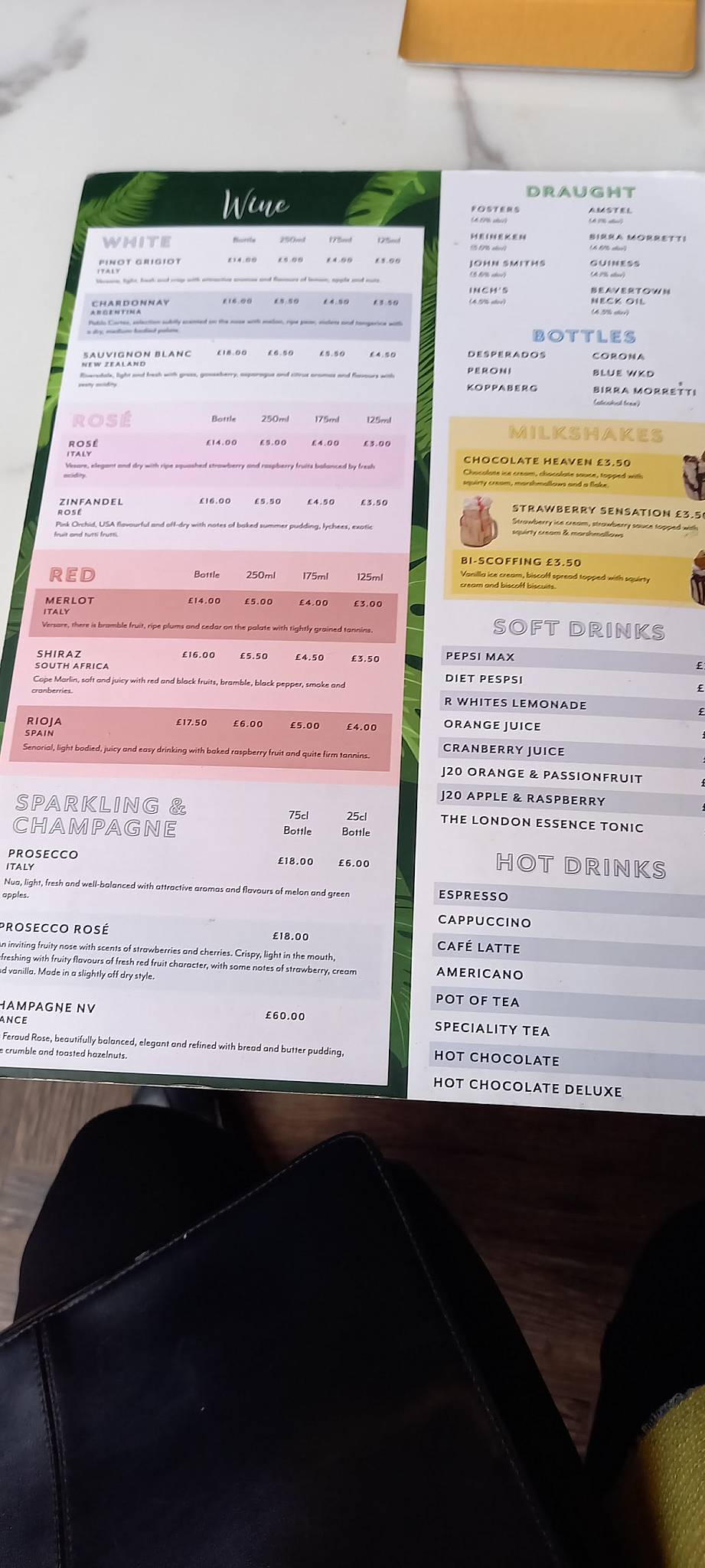 Menu at The Lounge cafe, Hornsea