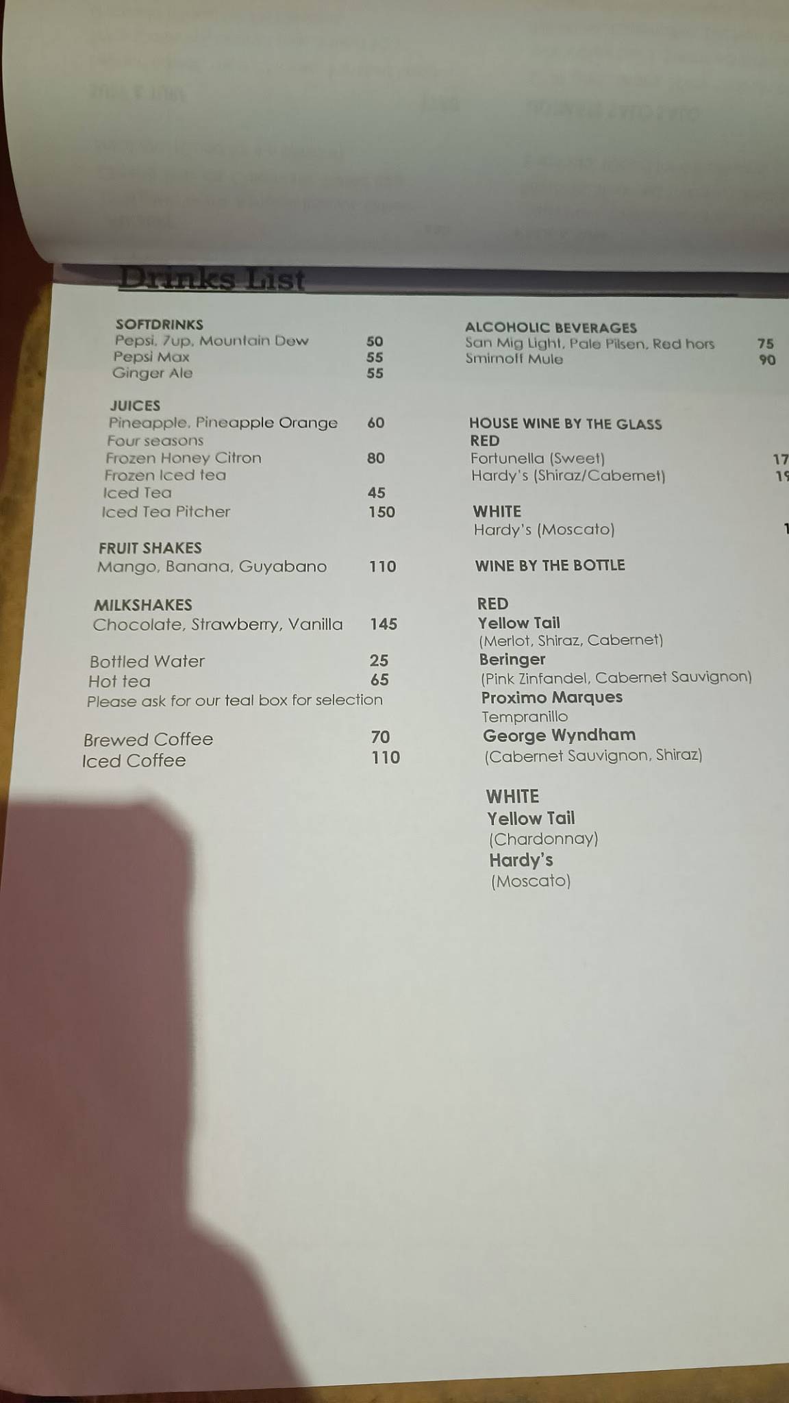 Menu at The Mango Tree Restaurant, Iloilo City, Brgy