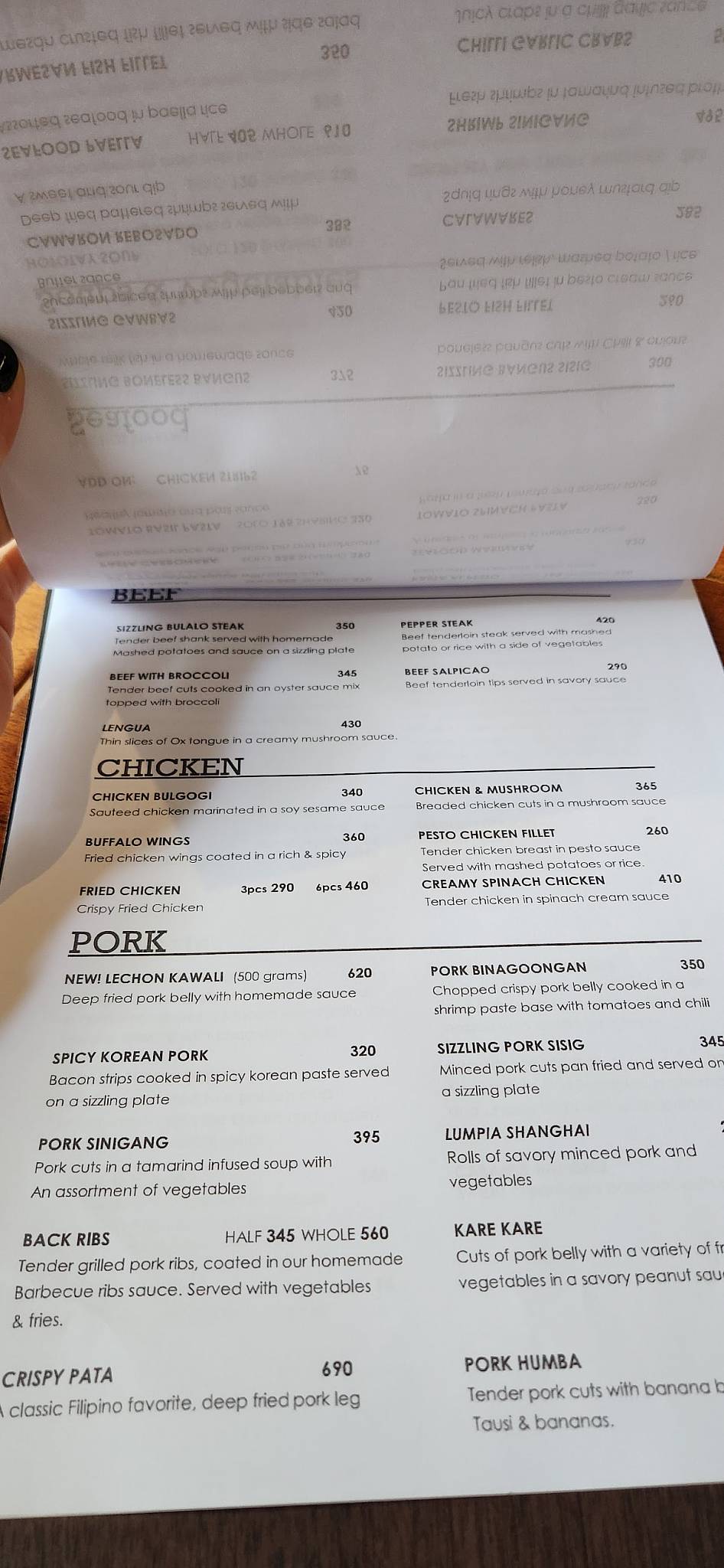 Menu at The Mango Tree Restaurant, Iloilo City, Brgy