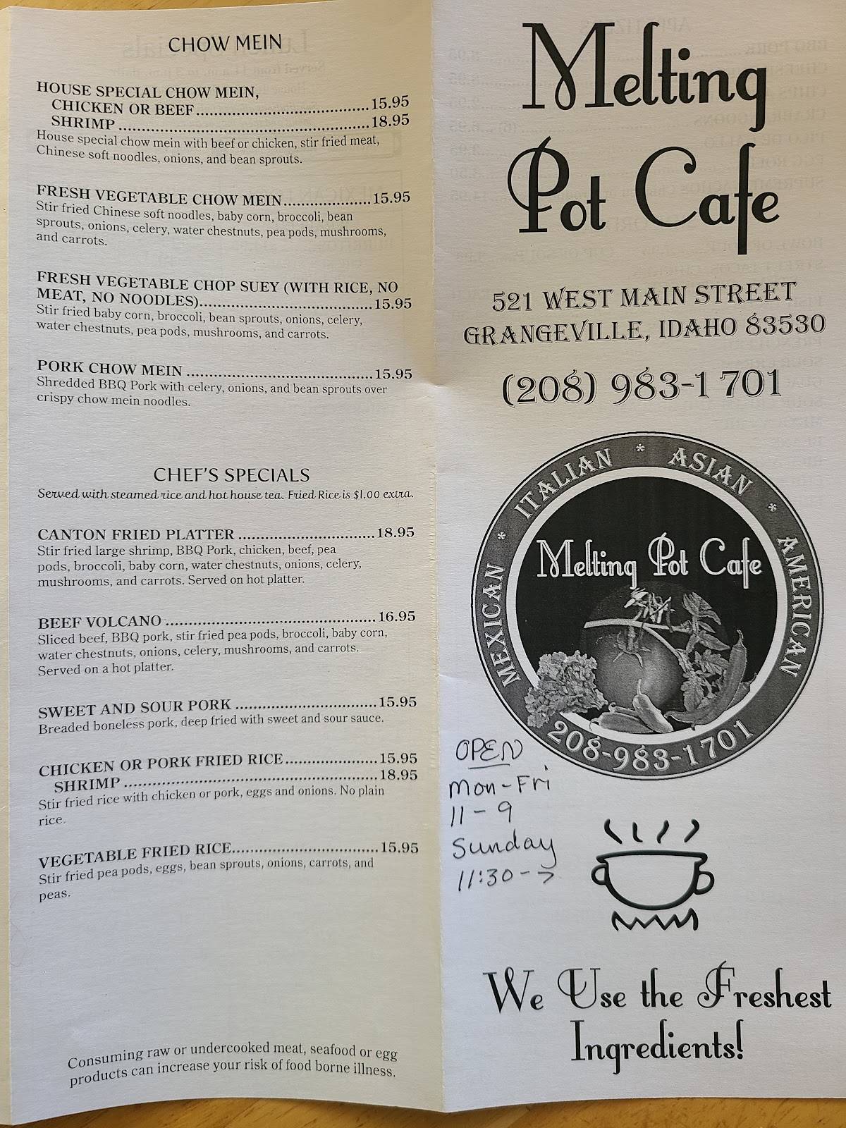 Menu at The Melting Pot pub & bar, Grangeville