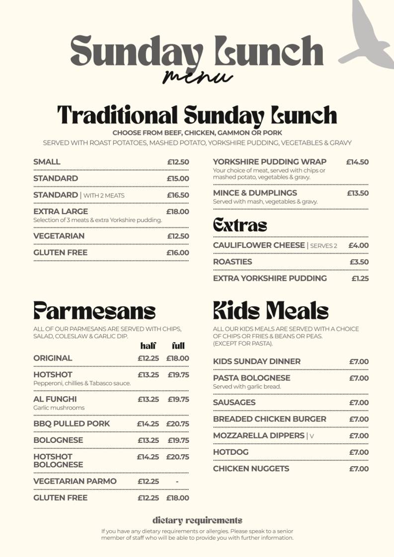 Menu at The Merlin Billingham pub & bar, Billingham, The Merlin