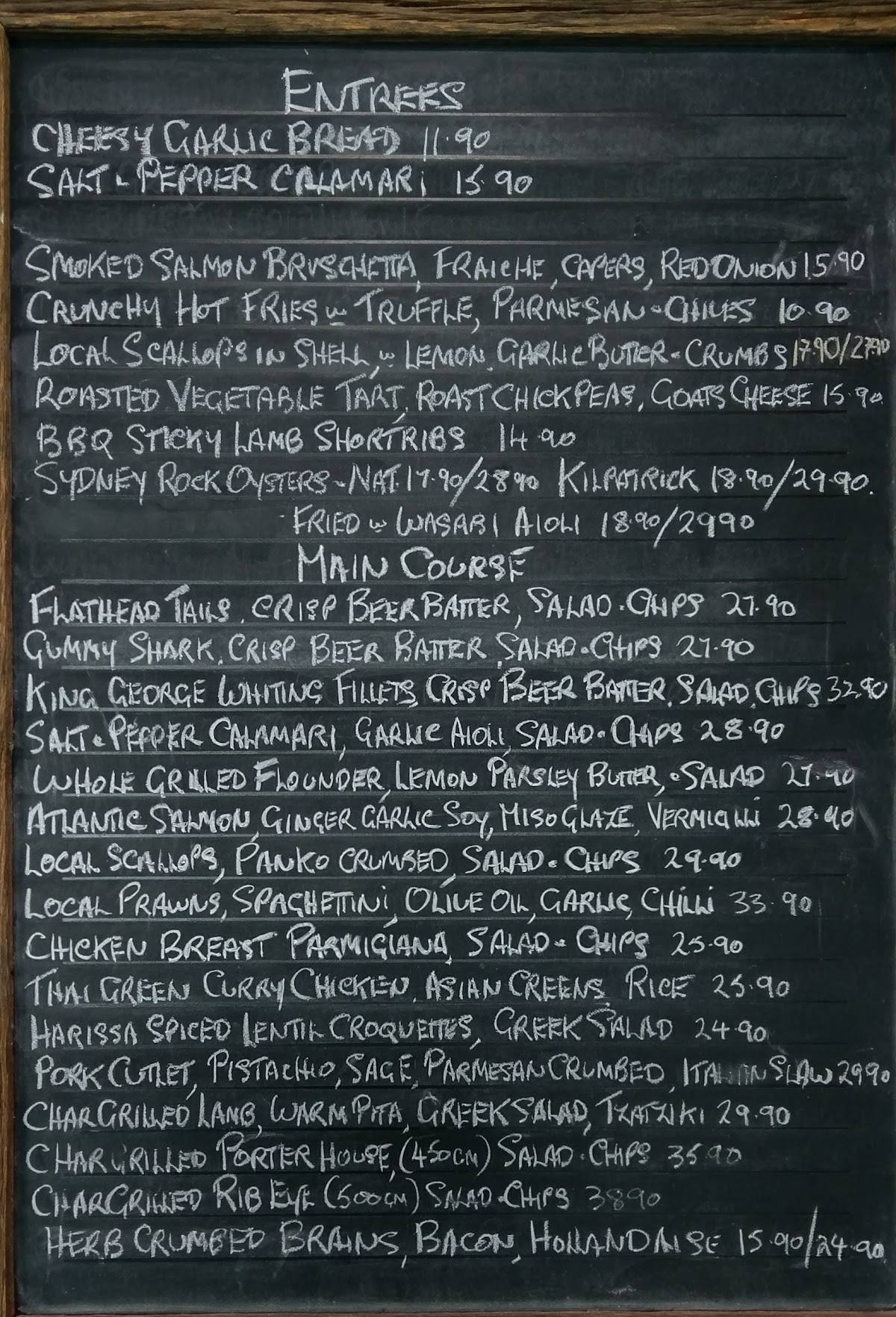Menu at The Metung Hotel pizzeria, Metung, 64 Kurnai Ave
