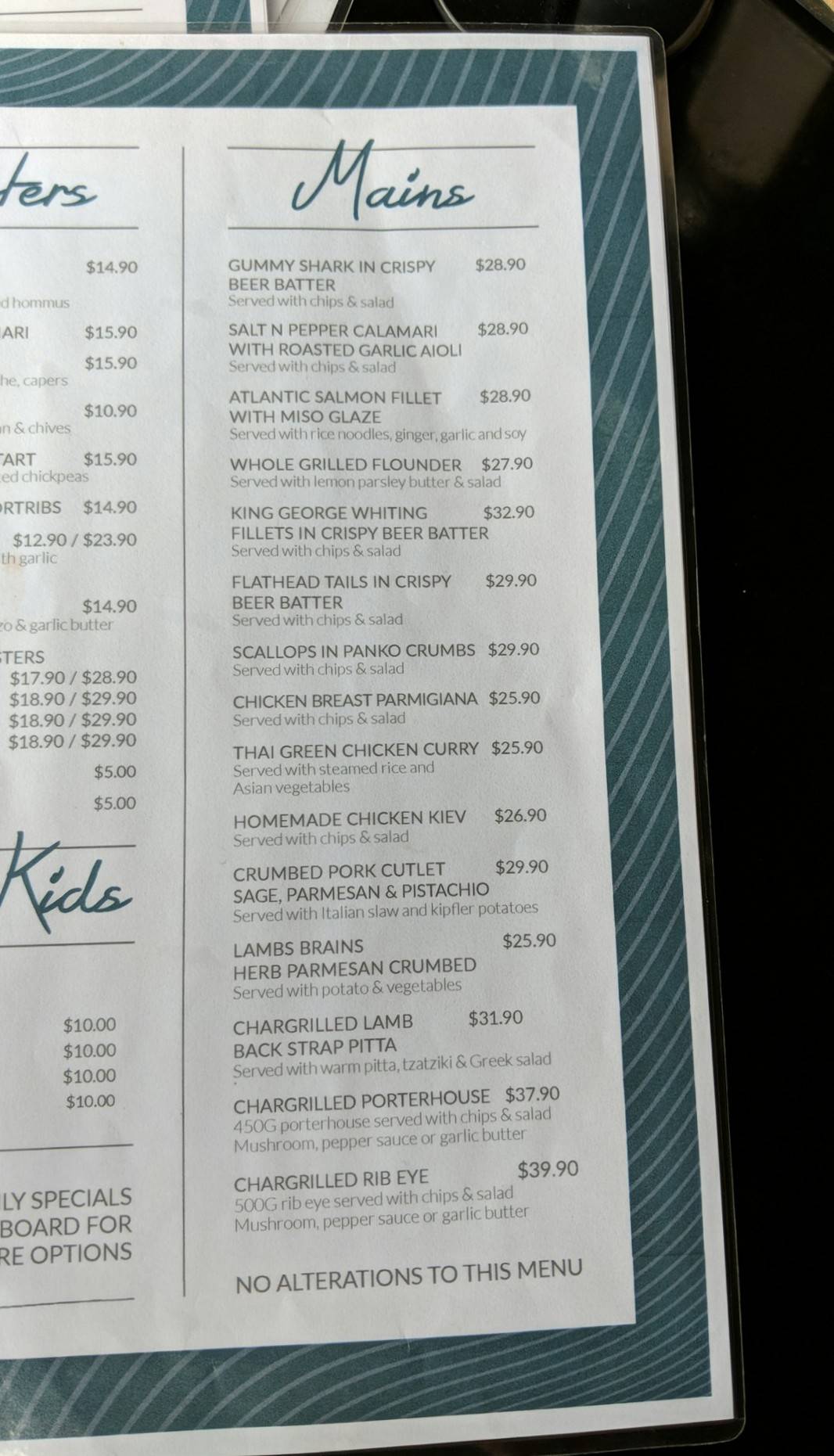 Menu at The Metung Hotel pizzeria, Metung, 64 Kurnai Ave