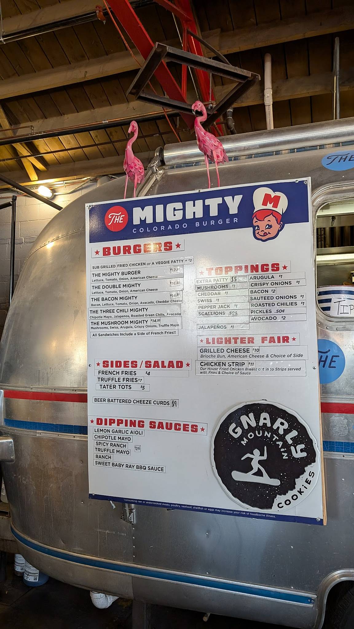 Menu at The Mighty Colorado Burger restaurant, Arvada, Olde Wadsworth Blvd