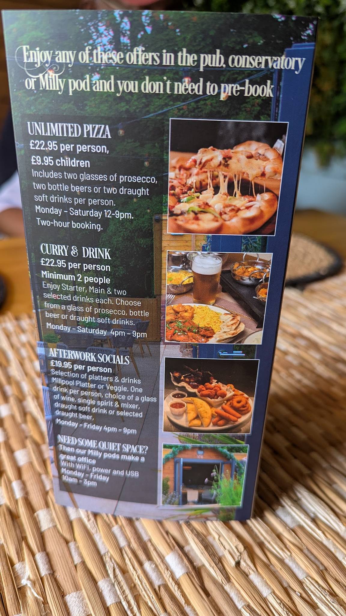 Menu at The Millpool restaurant, Coventry, Hipswell Hwy